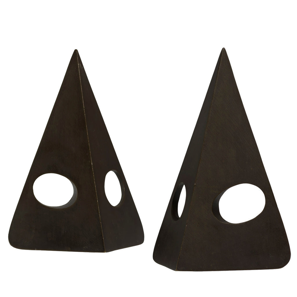 Pair of "Triangle" Bookends #4100 in Patinated Brass by Carl Auböck ...